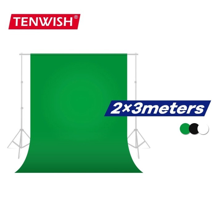 Jual TENWISH 2x3 Meters Chroma Key Backdrop Green Screen for Photo ...