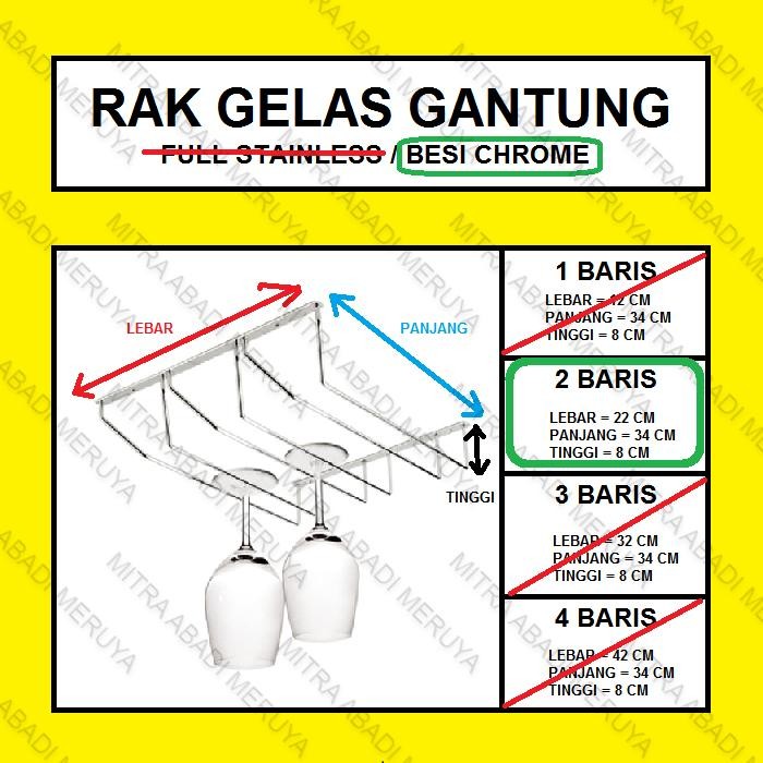 Jual Rak Gelas Gantung 2 Baris CHROME Wine Glass Rack | Shopee Indonesia