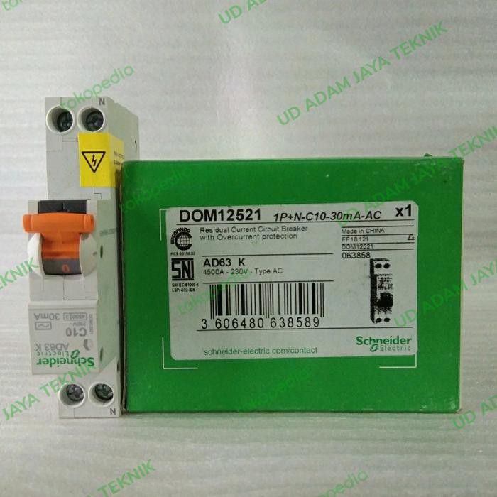 Jual Mcb Schneider Elcb Rcbo Domae Slim Ad63 K 1P 10A 30Ma Ac Asli | Shopee Indonesia