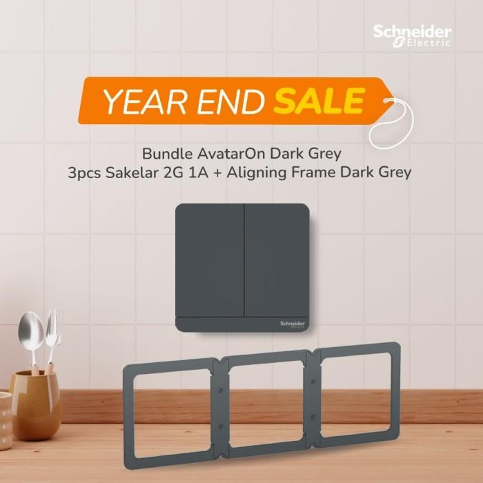 Jual Bundle Schneider Electric Avataron Saklar 2G 1A + Frame (Grey ...
