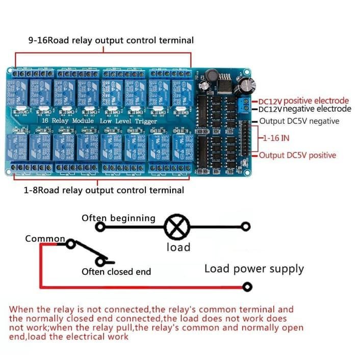 Jual Modul Relay 16Ch 12V Arduino Iot Saklar Relay 12V 10A 16 Channel ...