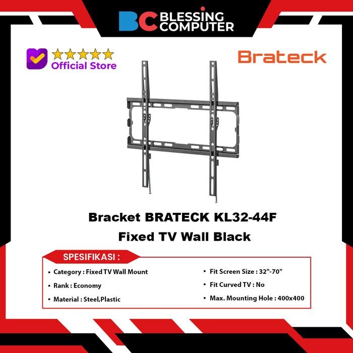 Jual Bracket BRATECK KL32 44F Fixed TV Wall Black For LED TV 32 - 70 ...