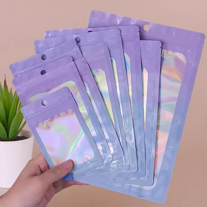 Jual 100PCS Fancy Plastik Klip Kombinasi Aksesories Hologram Bening ...