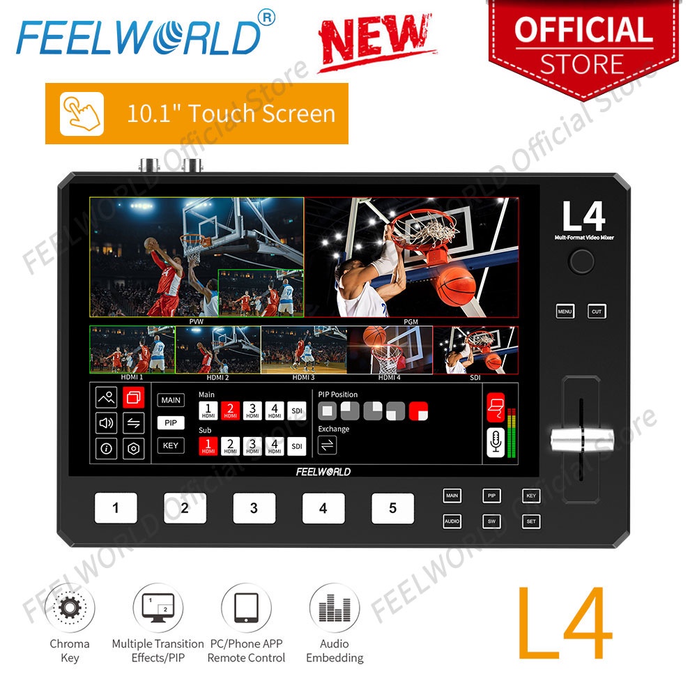 Jual New FEELWORLD-L4 Multi-Camera Video Mixer Switcher, 10.1 "Touch ...