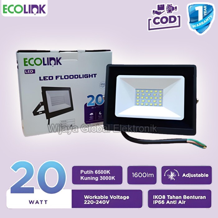 Jual JUAL Lampu Sorot LED Ecolink Floodlight 20w 20 Watt 20watt Garansi 1 Tahun | Shopee Indonesia
