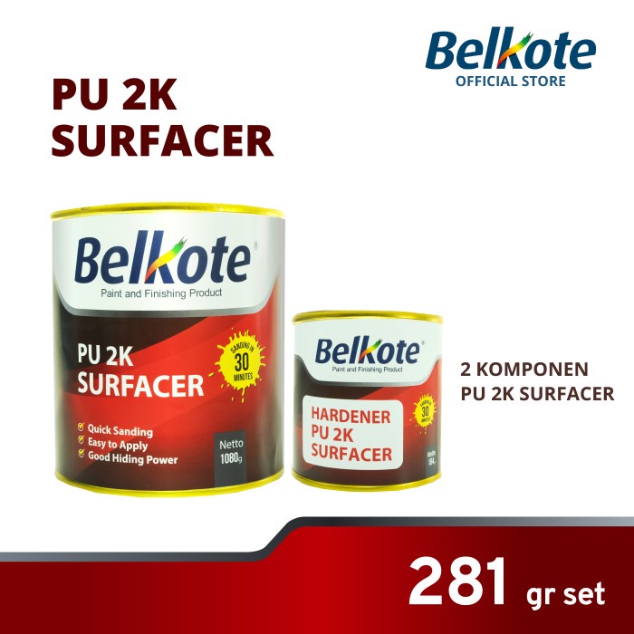 Jual Cat Dasar Mobil Belkote Pu 2K Surfacer (Abu-Abu, 281 Gr Set ...
