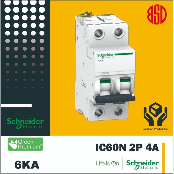 Jual Mcb Schneider iC60N Acti9 2P 4A Original SNI, 2 phase 4 ampere 2 pole | Shopee Indonesia