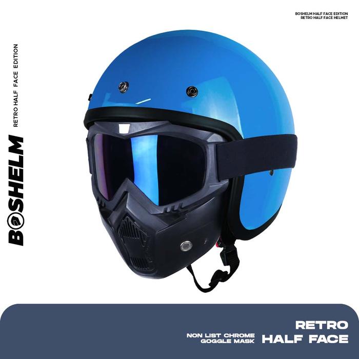 Jual Helm Retro Goggle Mask Helm Half Face Sni | Shopee Indonesia