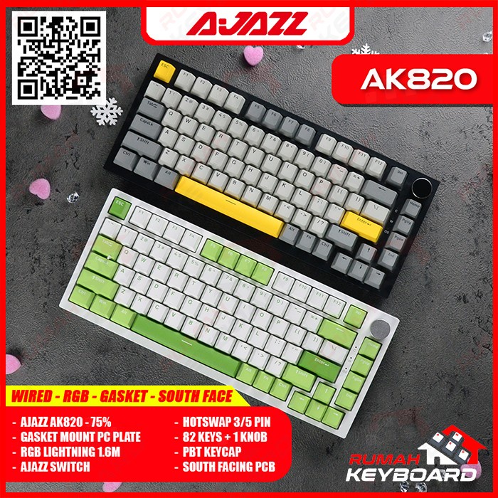 Jual MECHANICAL KEYBOARD - AJAZZ AK820 RGB - 75% - WIRED - GASKET - HOTWSAP | Shopee Indonesia