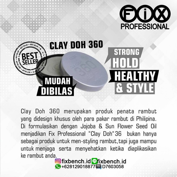 Jual Hair Wax Fix Clay Doh 360 80gr/Not Pomade (Limited Edition ...