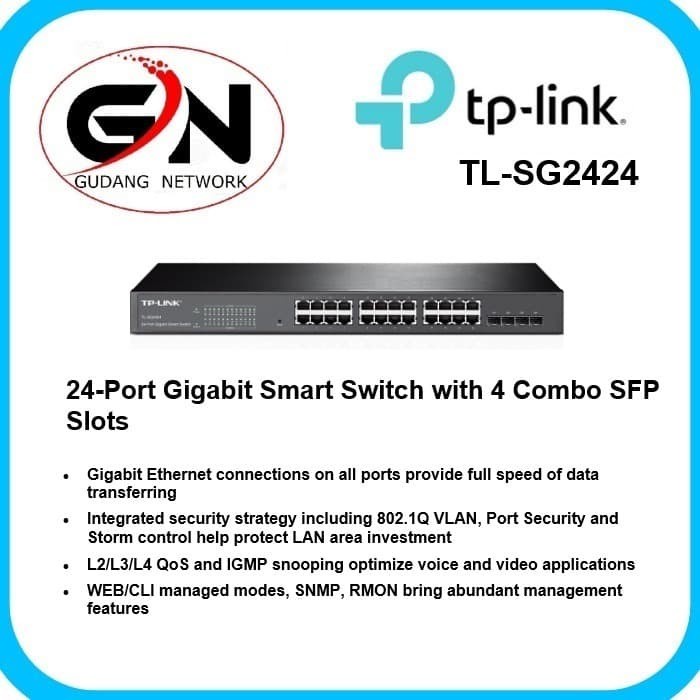 Jual TP-LINK 24-Port Gigabit Smart Swit 4 SFP T1600G-28TS (TL-SG2424 ...