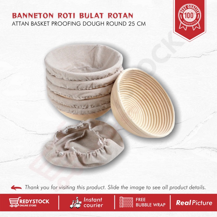 Jual BANNETON ROTI BULAT ROTAN / RATTAN BASKET PROOFING DOUGH ROUND ...