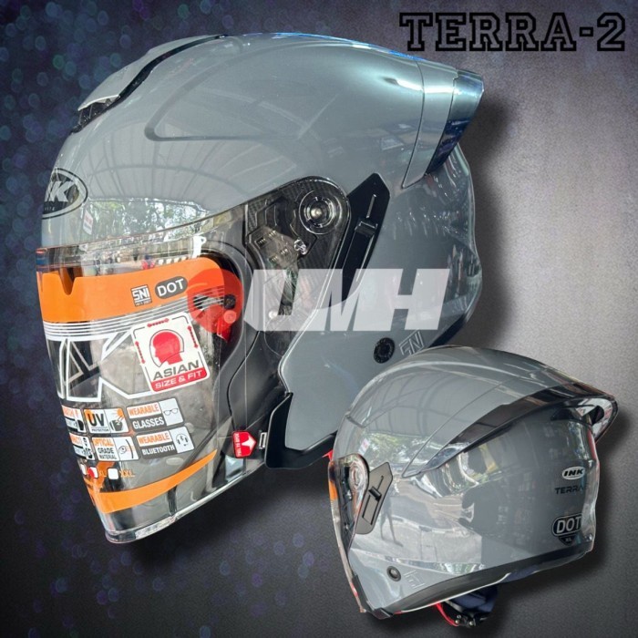 Jual INK TERRA-2 HELM HALF FACE TERBARU DOBLE VISOR | Shopee Indonesia