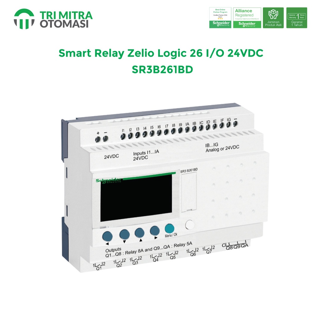 Jual Schneider Smart Relay Zelio Logic 26 I/O 24VDC - SR3B261BD | Shopee Indonesia