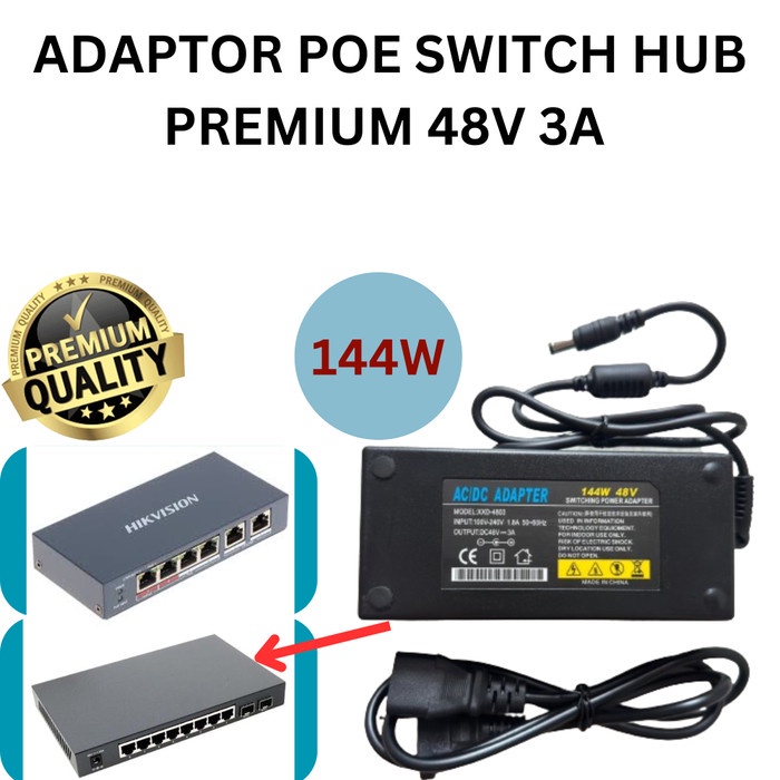 Jual TOP ADAPTOR POE SWITCH 48V 3A ADAPTER 48 VOLT 3 AMPERE CHARGER ...