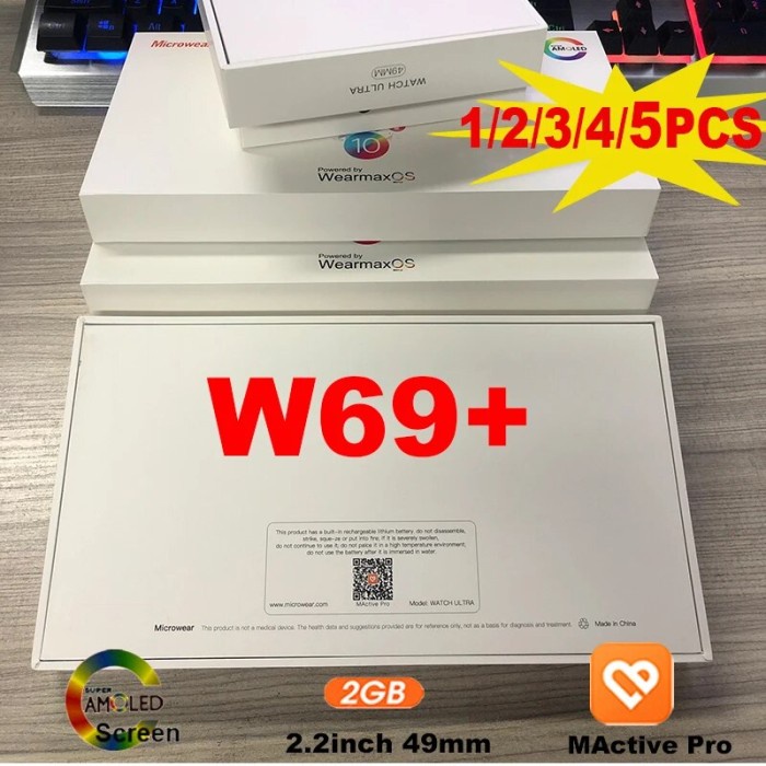 Jual 2023 Screen Smart Watch 49mm W69+ W69 Plus W69plus Ultra 2GB ROM | Shopee Indonesia