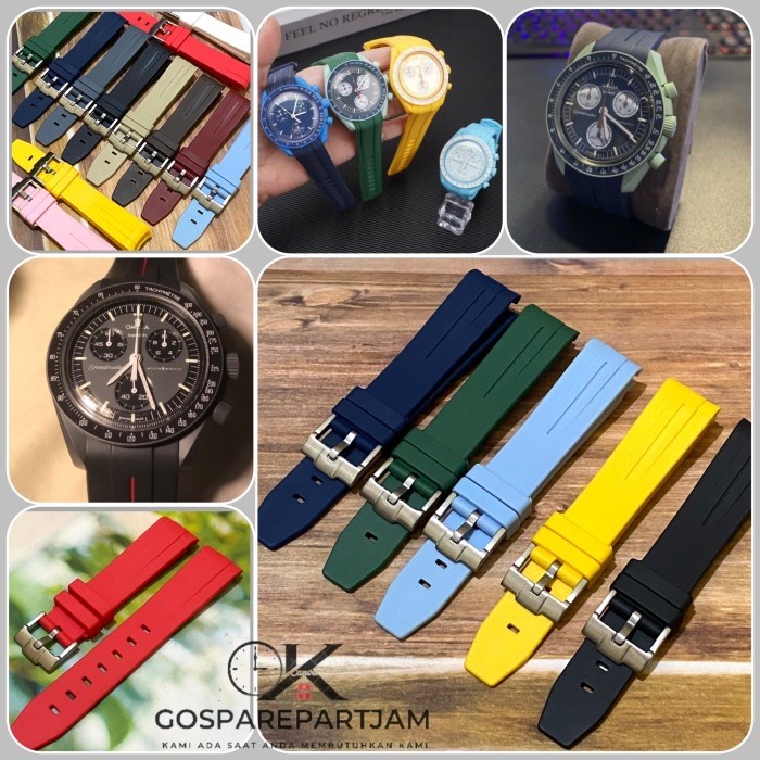 Jual Strap Tali Jam Rubber Melengkung 20 Mm Omega X Swatch Moonswatch ...