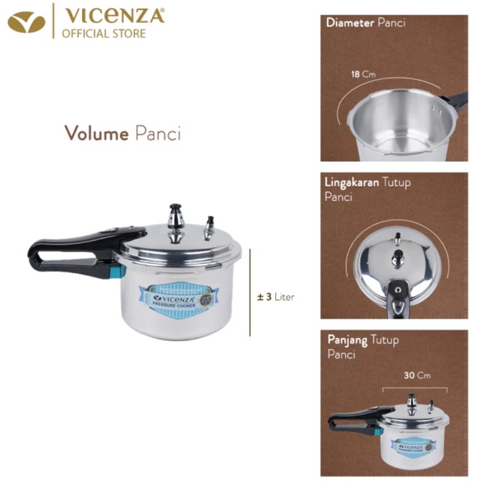 Jual Vicenza Panci Presto / Pressure Cooker Vp303 - 3 Liter | Shopee Indonesia