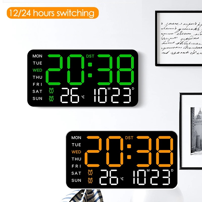 Jual LED Digital Wall Clock Temperature Date Week Display Table Alarm ...