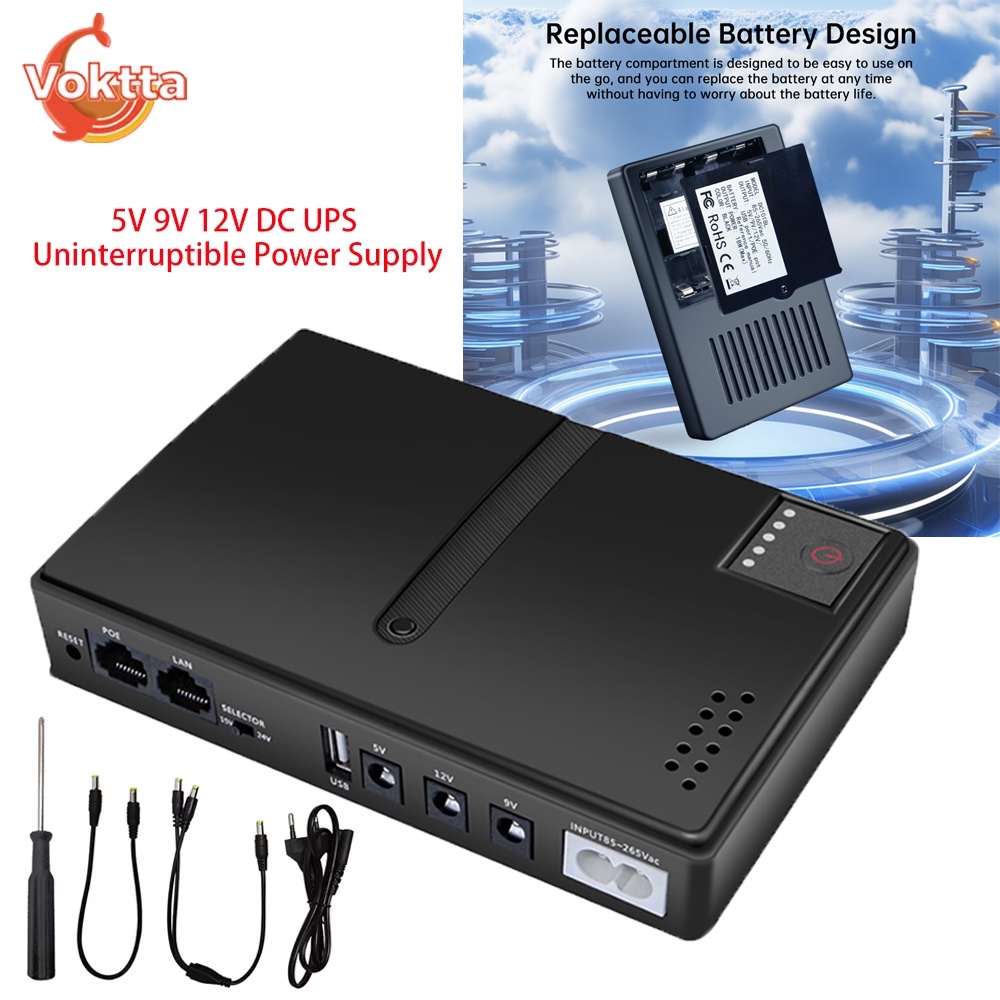 Jual DC UPS Replaceable Battery Uninterruptible Power Supply 5V 9V 12V ...