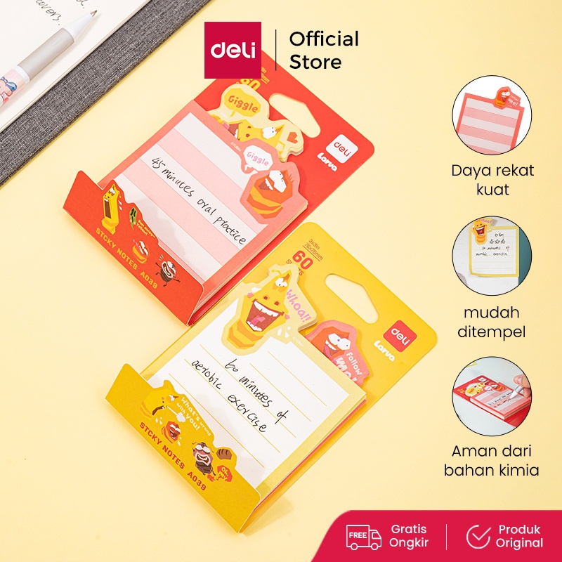 Jual Deli Larva Sticky Notes / Memo Tempel 76 x 76 mm 60 Lembar 2 Warna ...