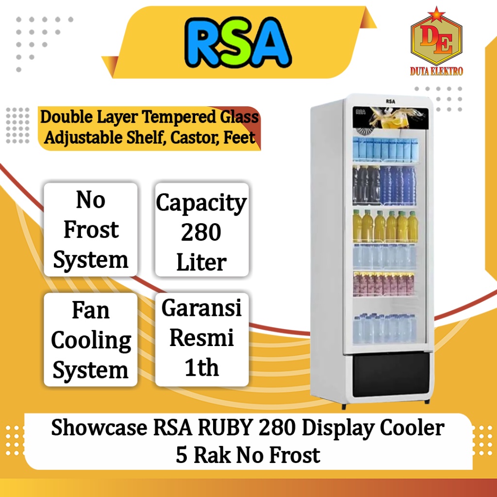 Jual Showcase 1 Pintu RSA RUBY 280 Display Cooler 5 Rak No Frost ...