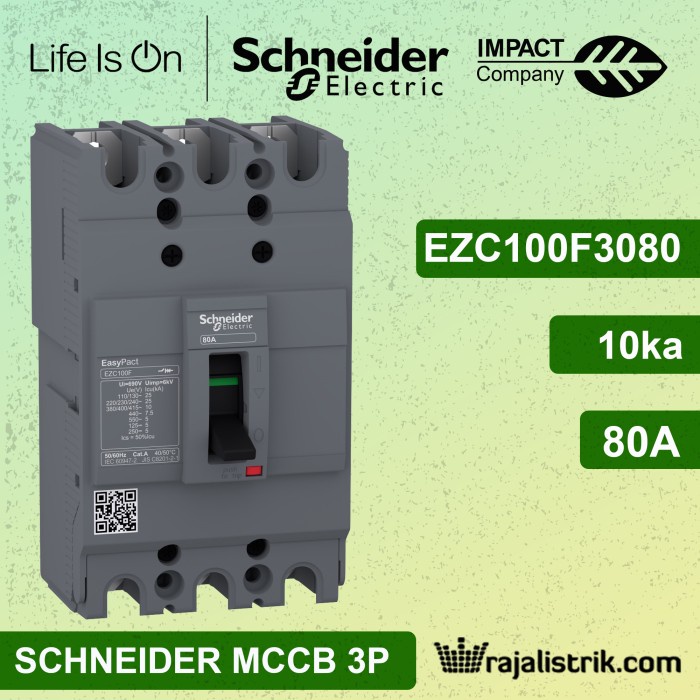 Jual SCHNEIDER MCCB 3P 80A 10KA EZC100F3080 | Shopee Indonesia