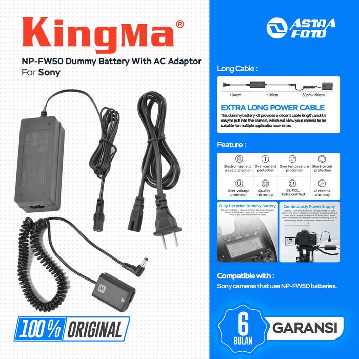 Jual Smallrig Kamera - Dummy Kingma Np-Fw50 Battery Kit Ac Power ...