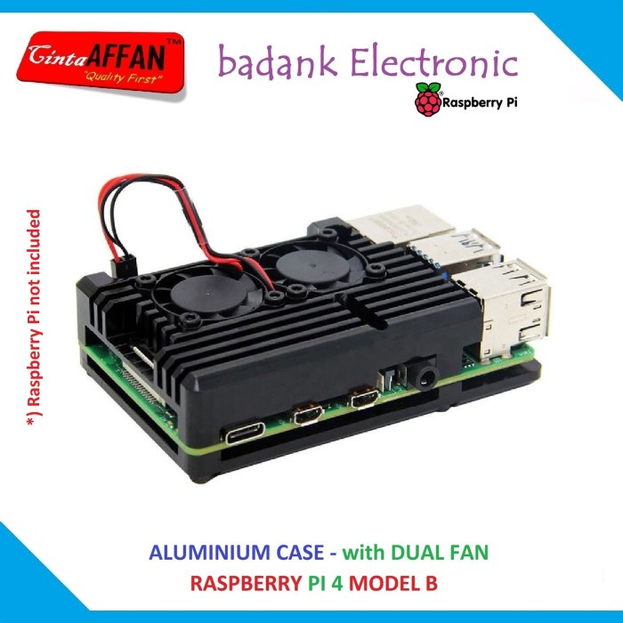Jual Ready [Black] ALUMINIUM Metal Case DUAL FAN - Raspberry Pi 4 Model ...