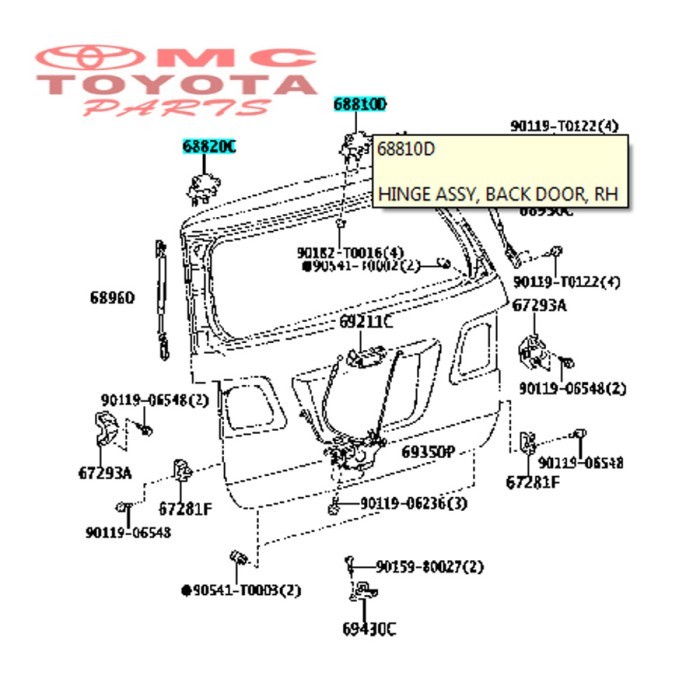 Jual Engsel Pintu Bagasi Belakang Back Door Innova Fortuner 68810-0K040 ...