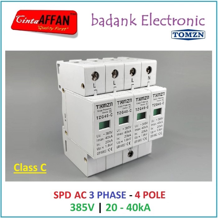 Jual [3 Phase] SPD AC 3P+N 385V 20-40kA Surge Protect Device | Shopee ...