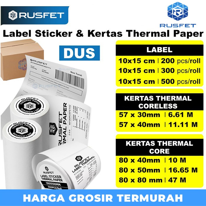 Jual Label Thermal Paper Sticker Kertas Printer Resi Stiker Barcode POS DUS | Shopee Indonesia