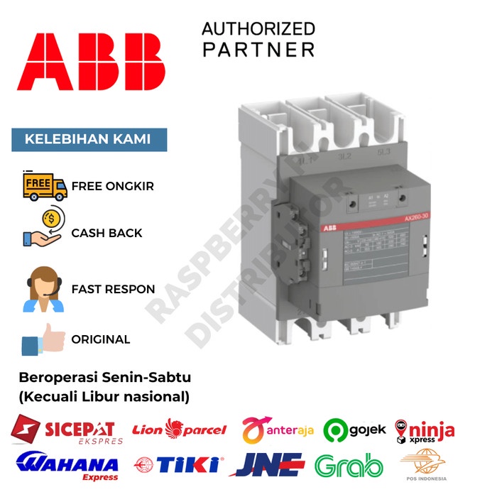 Jual ABB CONTACTOR 3P 260A 220-230VAC 1NO 1NC AX260-30-11 220-230V 50HZ | Shopee Indonesia