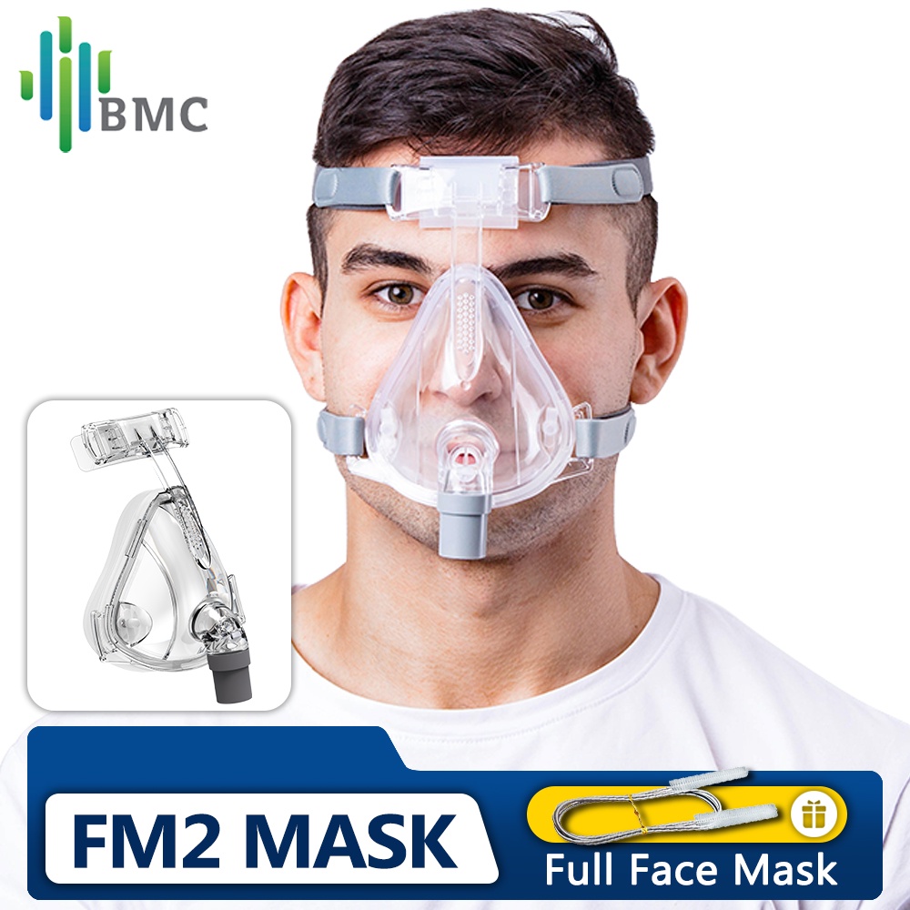 Jual NEW BMC FM2 Full Face Mask For CPAP Bipap Machine COPD Anti ...