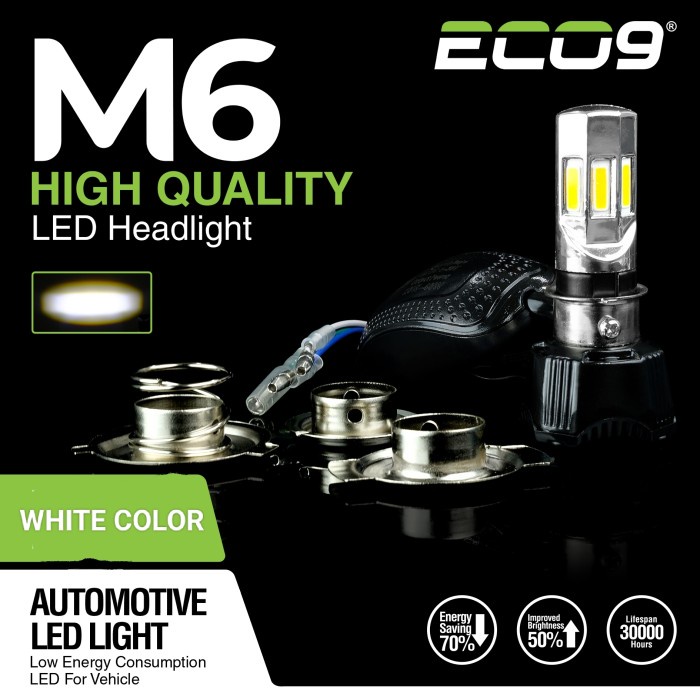 Jual Lampu Utama Motor LED 6 sisi -LED luminos M6 ECO9 Terang Arus AC ...
