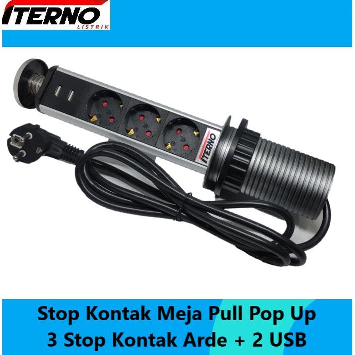 Jual JT READY STOP KONTAK MEJA PULL POP UP TARIK 3 ARDE EU 2 USB ITERNO ...