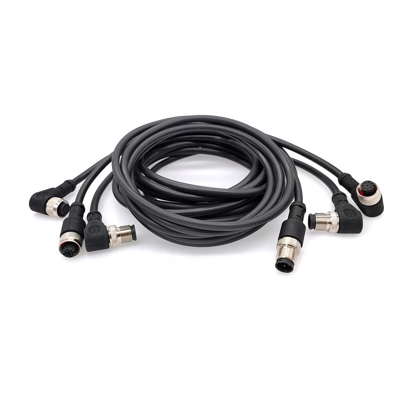 Jual New M12 sensor connector cable double head waterproof line male ...