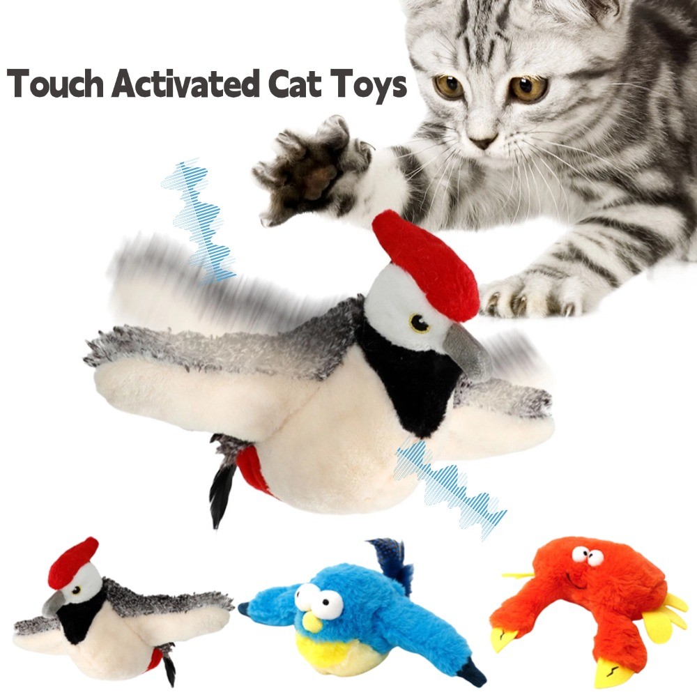 Jual Touch Sensitive Plush Toys Catnip Rechargeable Electric Chirping ...