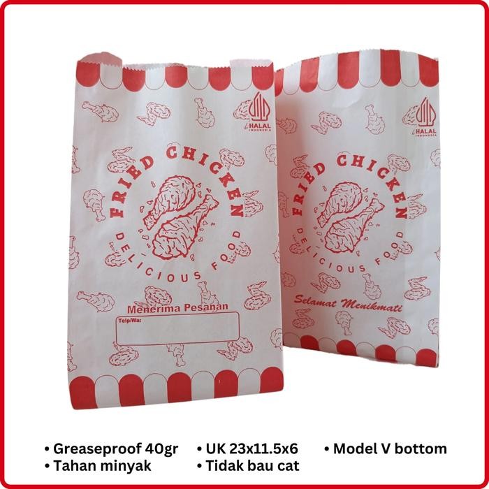 Jual HK11- Bungkus Fried Chicken Kertas Kemasan Fried Chicken Paper Bag ...