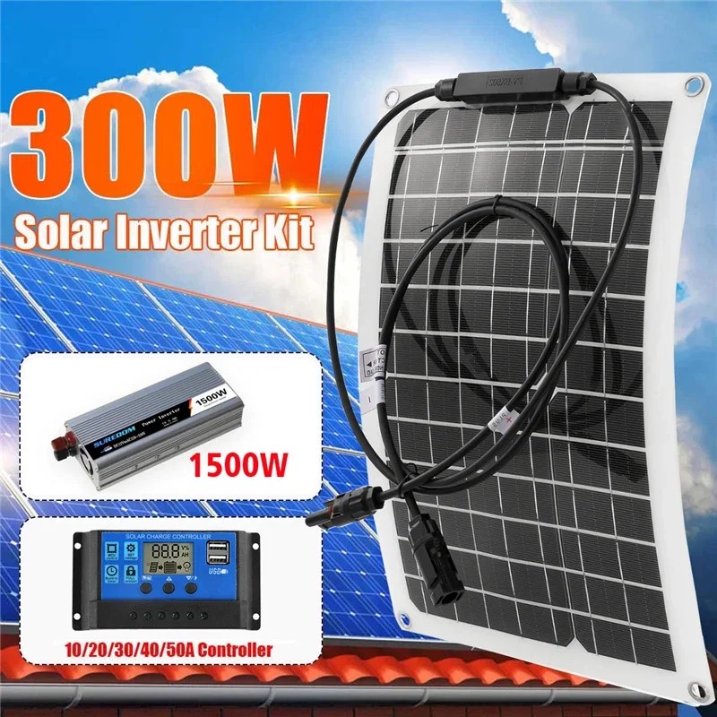 Jual 12V to 220V Solar Power System 300W Solar Panel 10A-100A ...