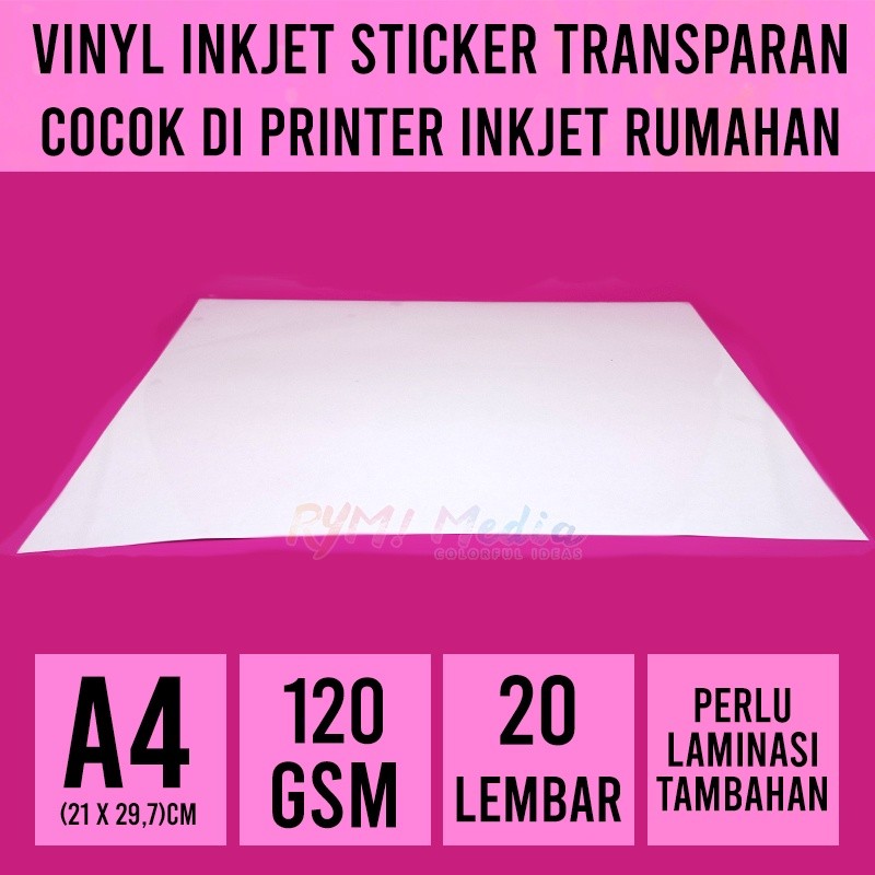 Jual INKJET Transparan Stiker A4 isi 20 / Inkjet Sticker Transparant ...