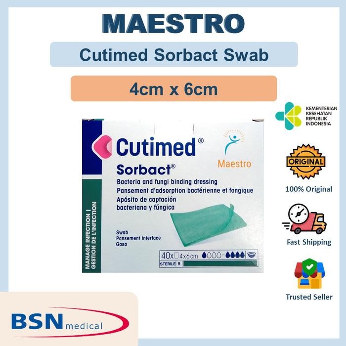 Jual Cutimed Sorbact Swab 4x6 cm BSN Essity 4cm x 6cm Dressing 4x6cm ...