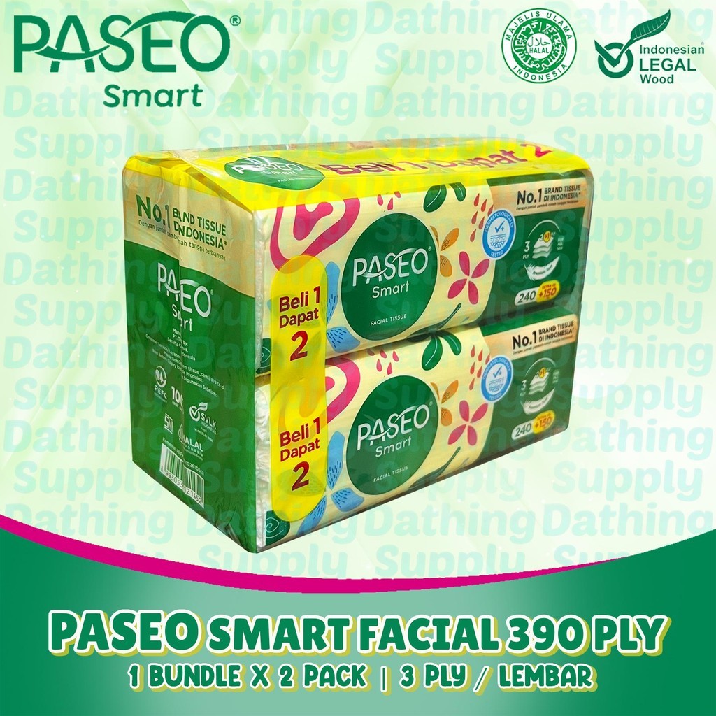 Jual Paseo Go Smart Facial Tissue Bundle Pack 390ply Tisu Wajah ...