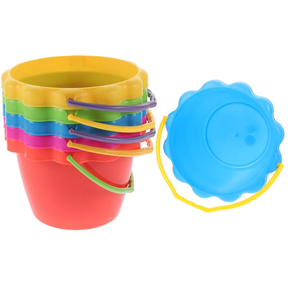 Jual 6 Pcs Beach Sand Bucket Kids Plastic Playing Buckets Mini Outdoor ...