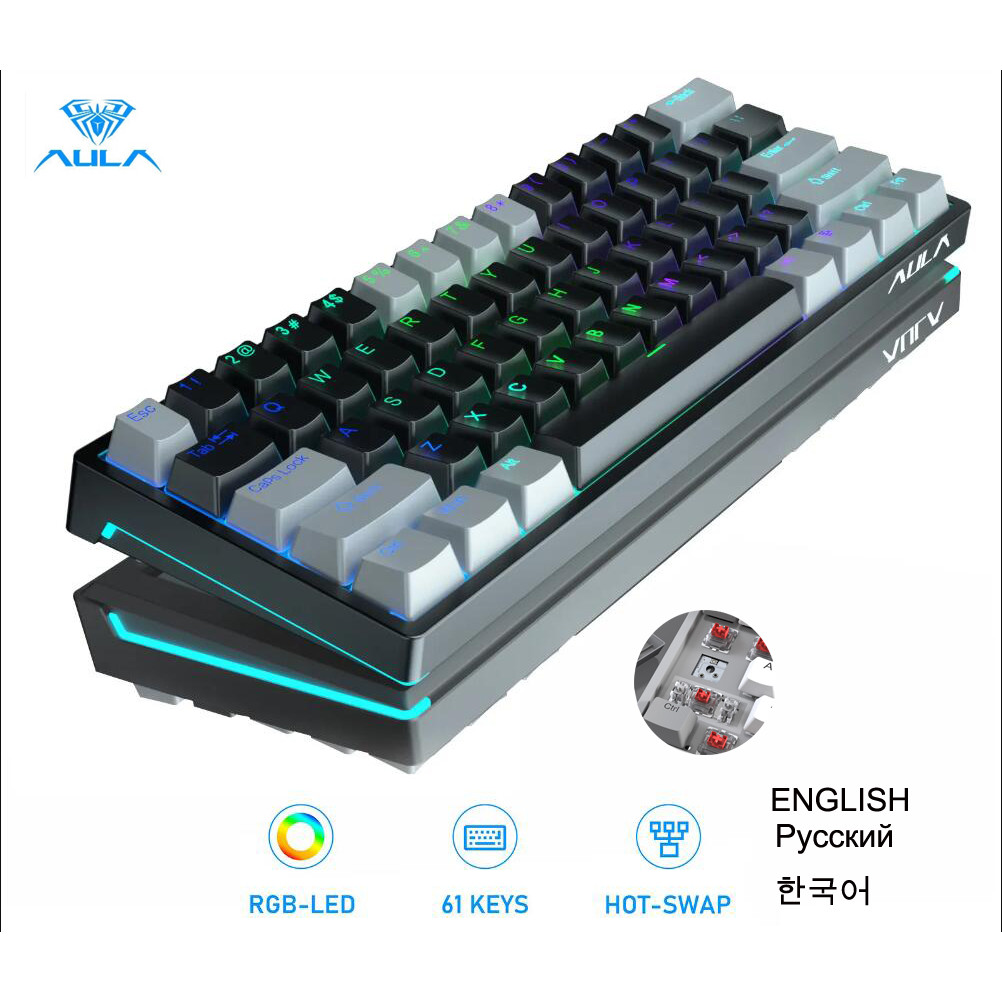Jual Aula F3261 Rgb Effect Usb Mini Mechanical Gaming Keyboard Red ...