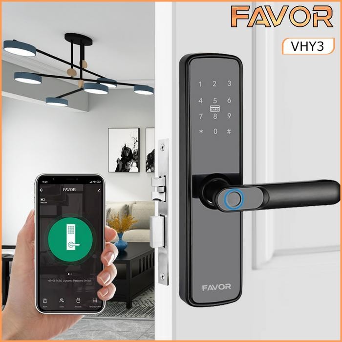 Jual Favor Vhy3 - Smart Door Lock Handle Fingerprint Ic Card Passes ...