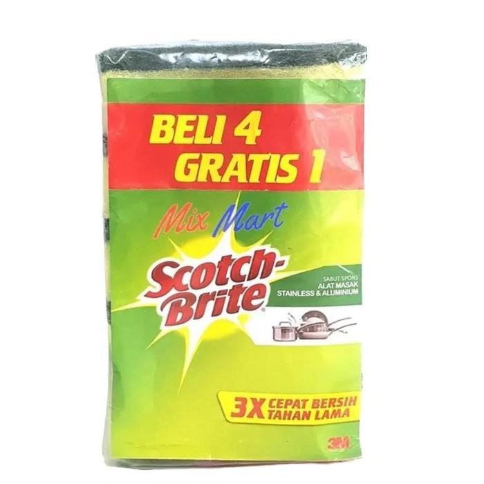 Jual 3M SCOTCH BRITE SABUT HIJAU SPONGE CUCI PIRING SPON KUNING ISI 5 ...