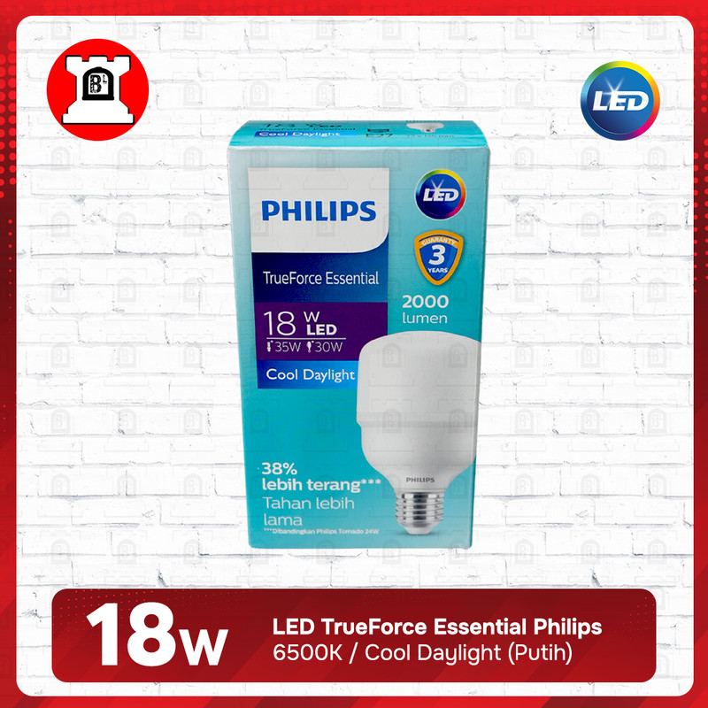 Jual Lampu LED Bohlam TrueForce Essential Philips HB 18W E27 Putih 6500K | Shopee Indonesia