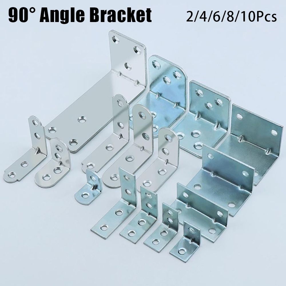 Jual 2/4/6/8/10Pcs Iron Angle Bracket 90 Degree Furniture Fastener Corner Brace Joint Right ...