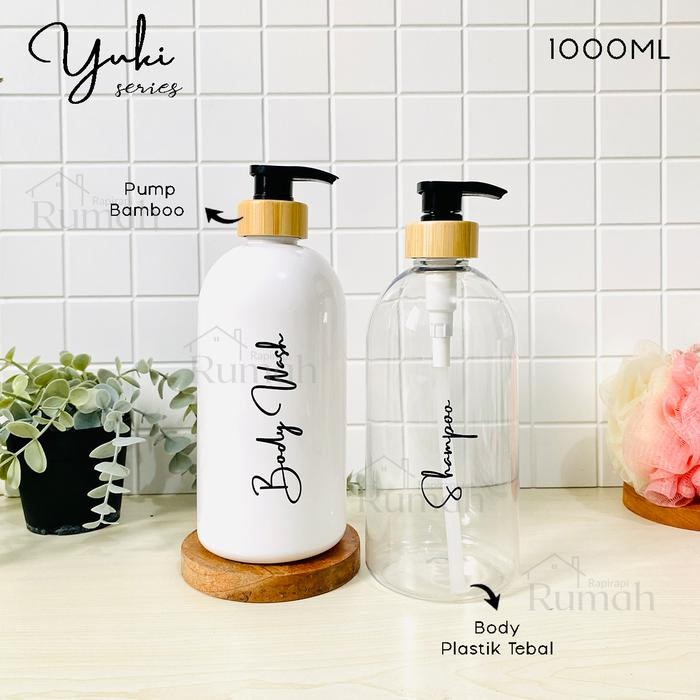 Jual YUKI - Botol Refill Dispenser Sabun Cair 1000 ML 1liter Pump Bambu ...